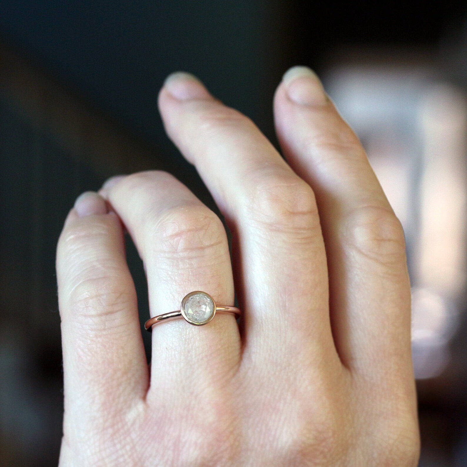 Icy Diamond Ring Rustic Engagement Ring Brushed 14k Solid - Etsy