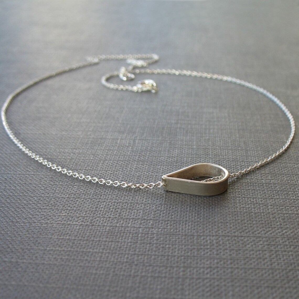 Silver Teardrop Necklace Open Teardrop Slide Simple Silver - Etsy