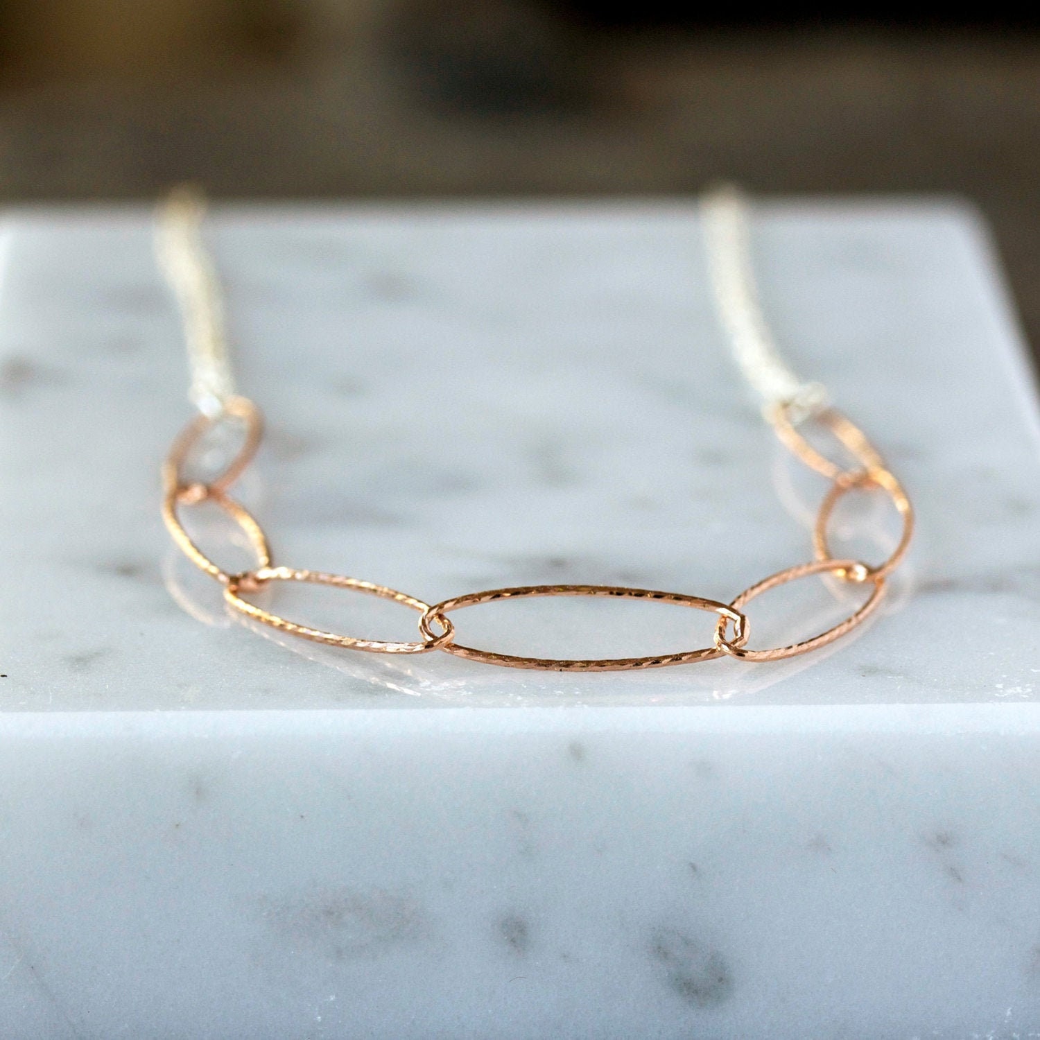 Rose Gold Necklace Sterling Silver Chain Pink Gold Layering | Etsy