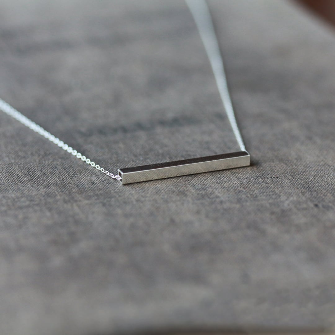 Silver Line Necklace, Straight Bar Necklace, Sterling Silver Bar ...