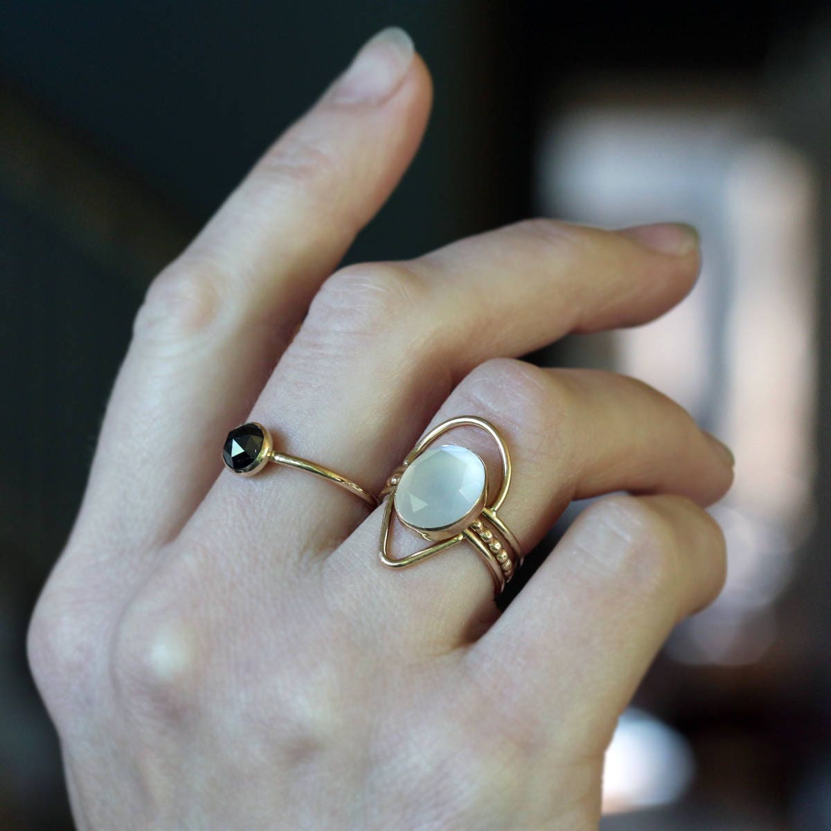 Gold Half Moon Ring, Solid Gold Arc Ring, 14k Yellow Gold Half Circle ...