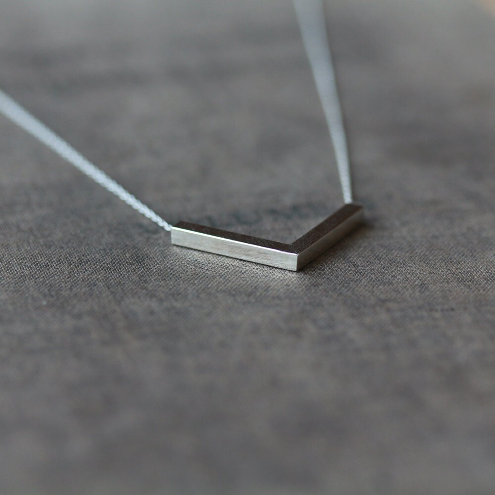 Silver Chevron Necklace, Sterling Silver V Necklace, Large Chevron ...