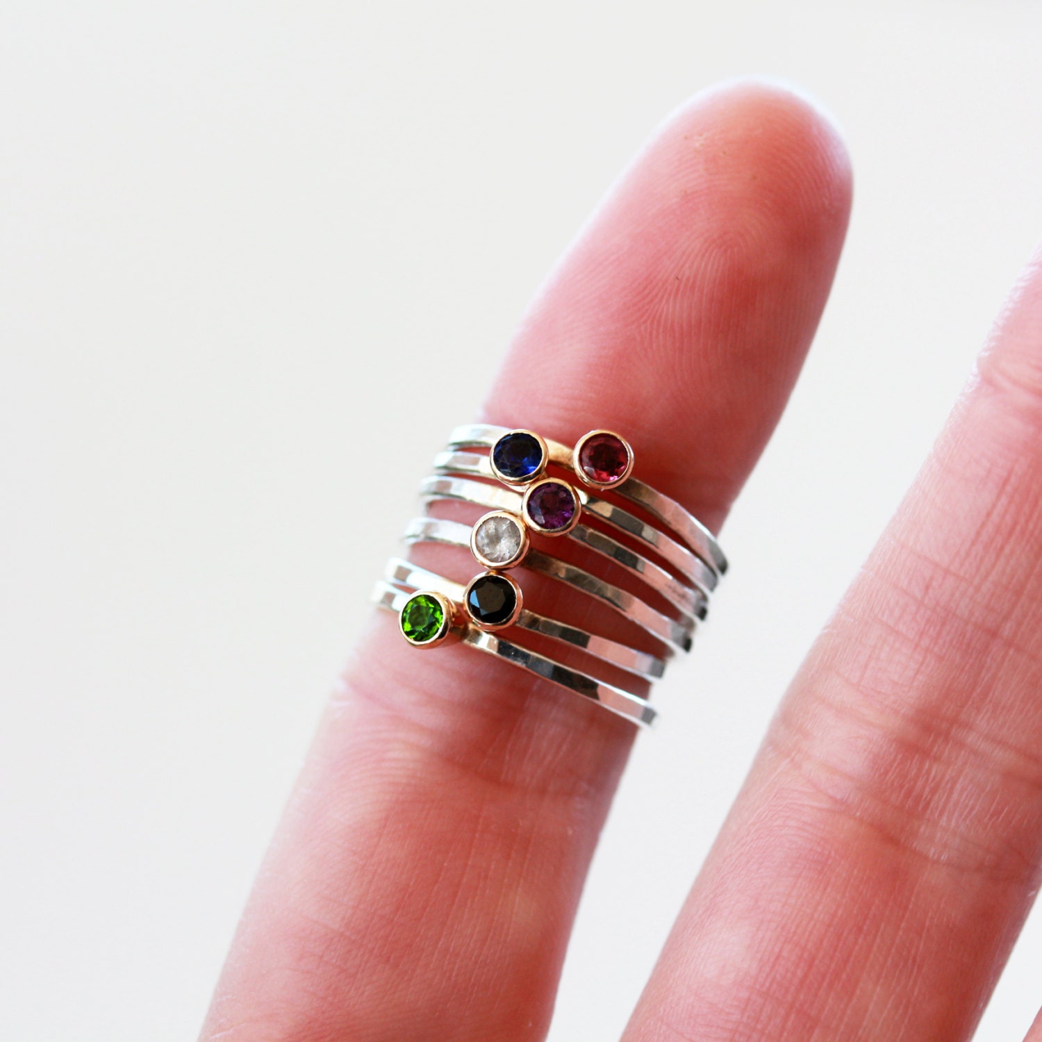 Stackable Birthstone Ring Personalized Ring Genuine - Etsy