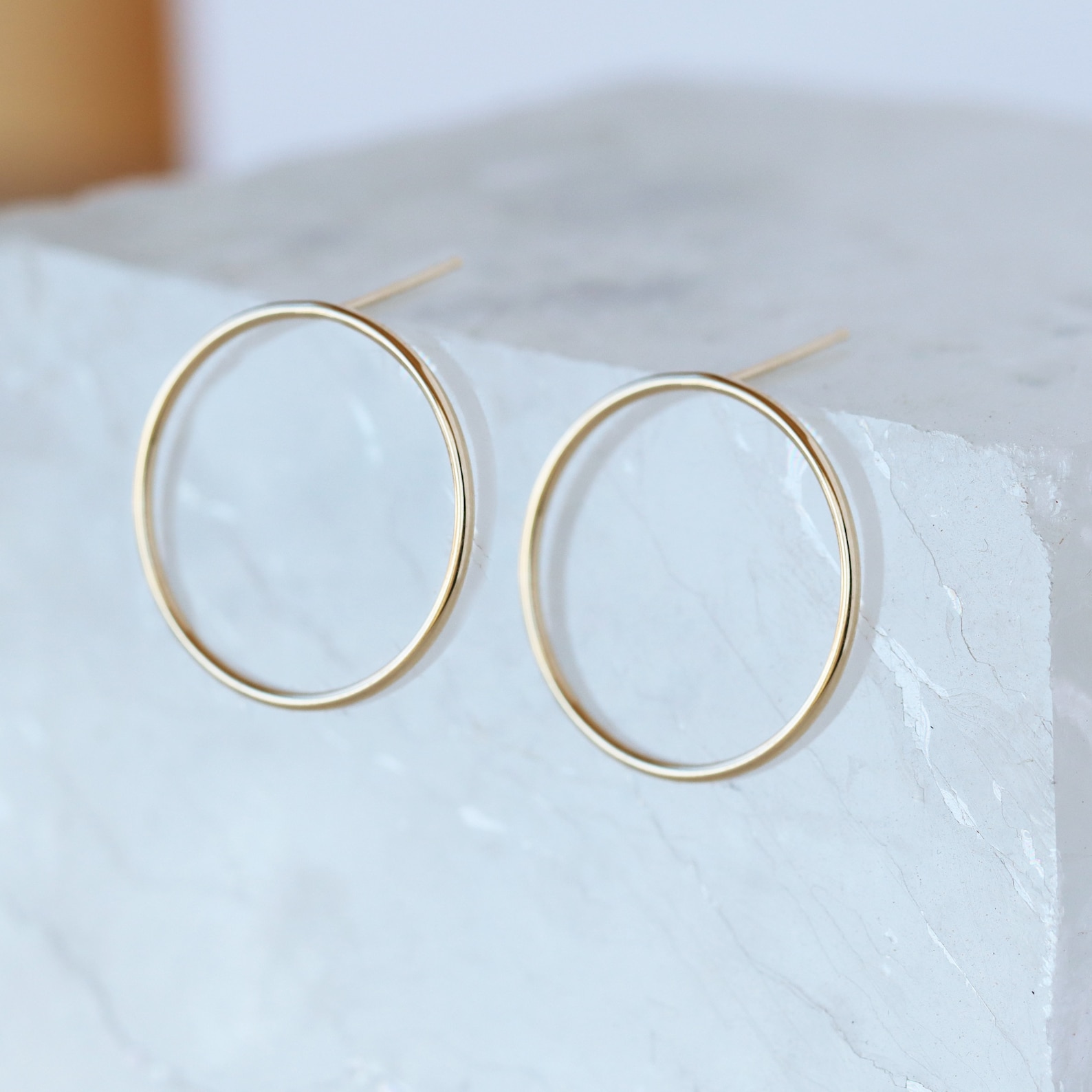 Gold Circle Stud Earrings Simple Open Circle Earrings Solid | Etsy