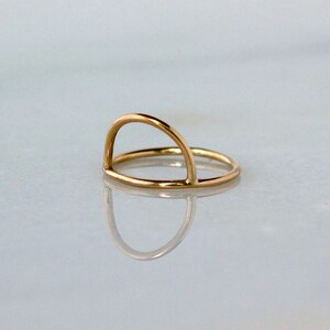 Gold Half Moon Ring, Solid Gold Arc Ring, 14k Yellow Gold Half Circle ...