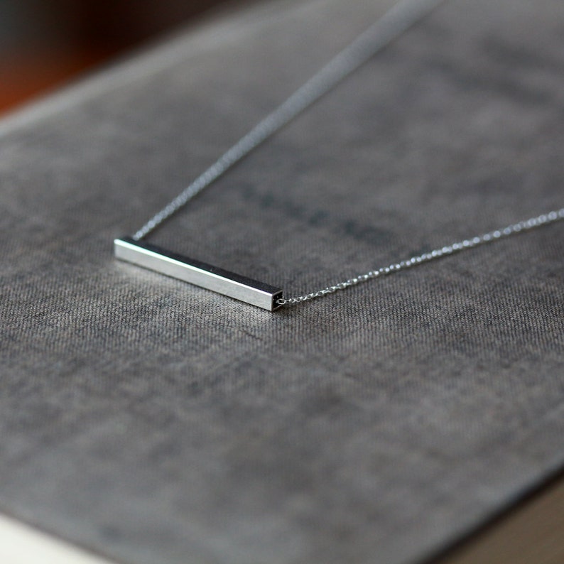 Silver Line Necklace Straight Bar Necklace Sterling Silver - Etsy Australia