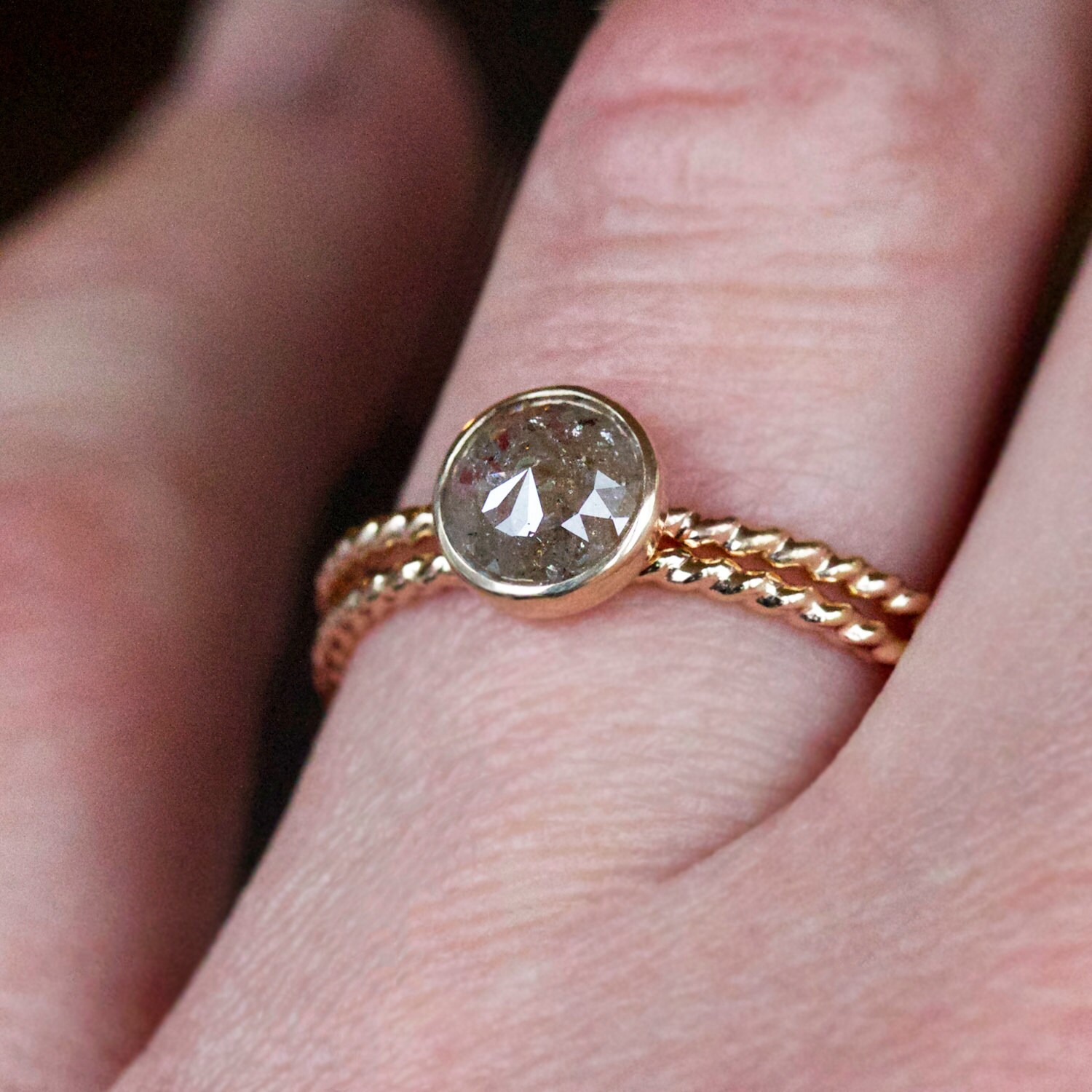 Natural Color Rose Cut Diamond Ring Your Choice of Diamond - Etsy