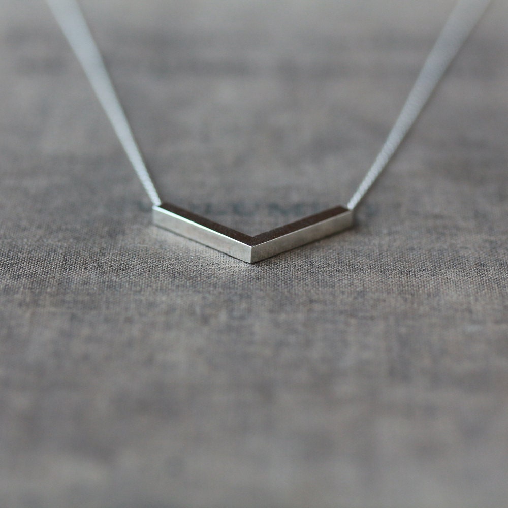 Silver Chevron Necklace, Sterling Silver V Necklace, Large Chevron ...