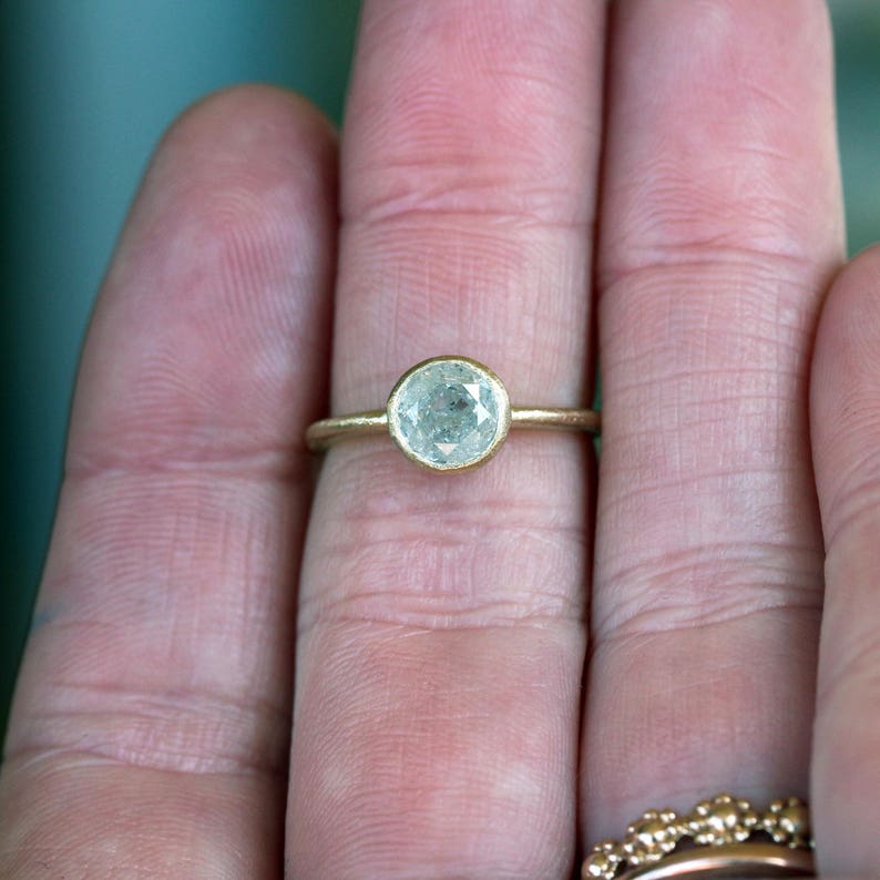 Icy Diamond Ring Rustic Engagement Ring Brushed 14k Solid | Etsy