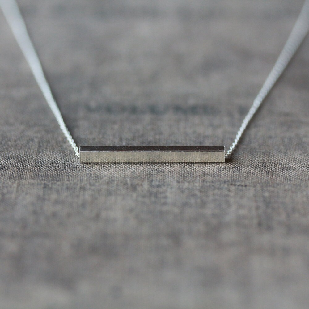 Silver Line Necklace Straight Bar Necklace Sterling Silver - Etsy