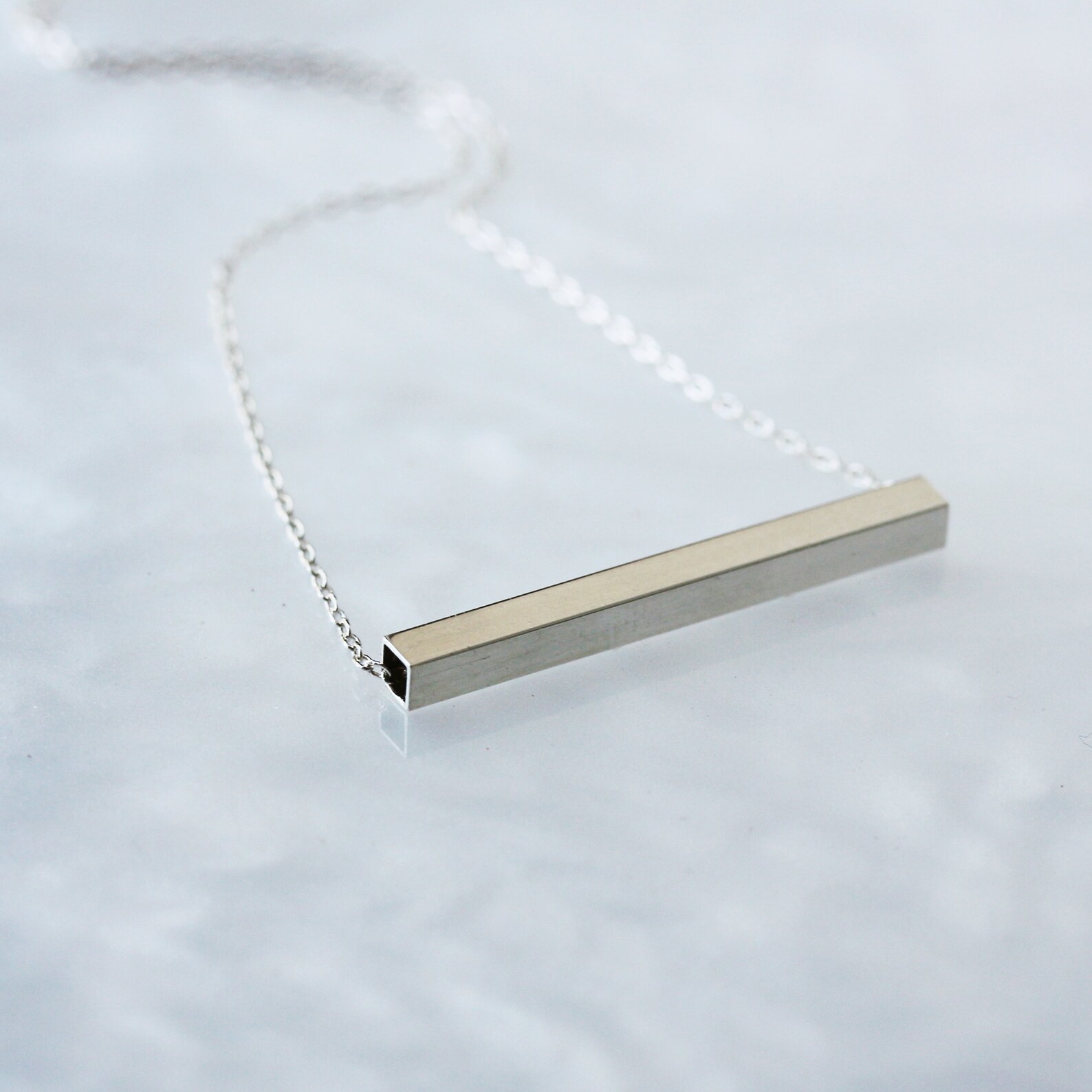 Silver Line Necklace Straight Bar Necklace Sterling Silver - Etsy