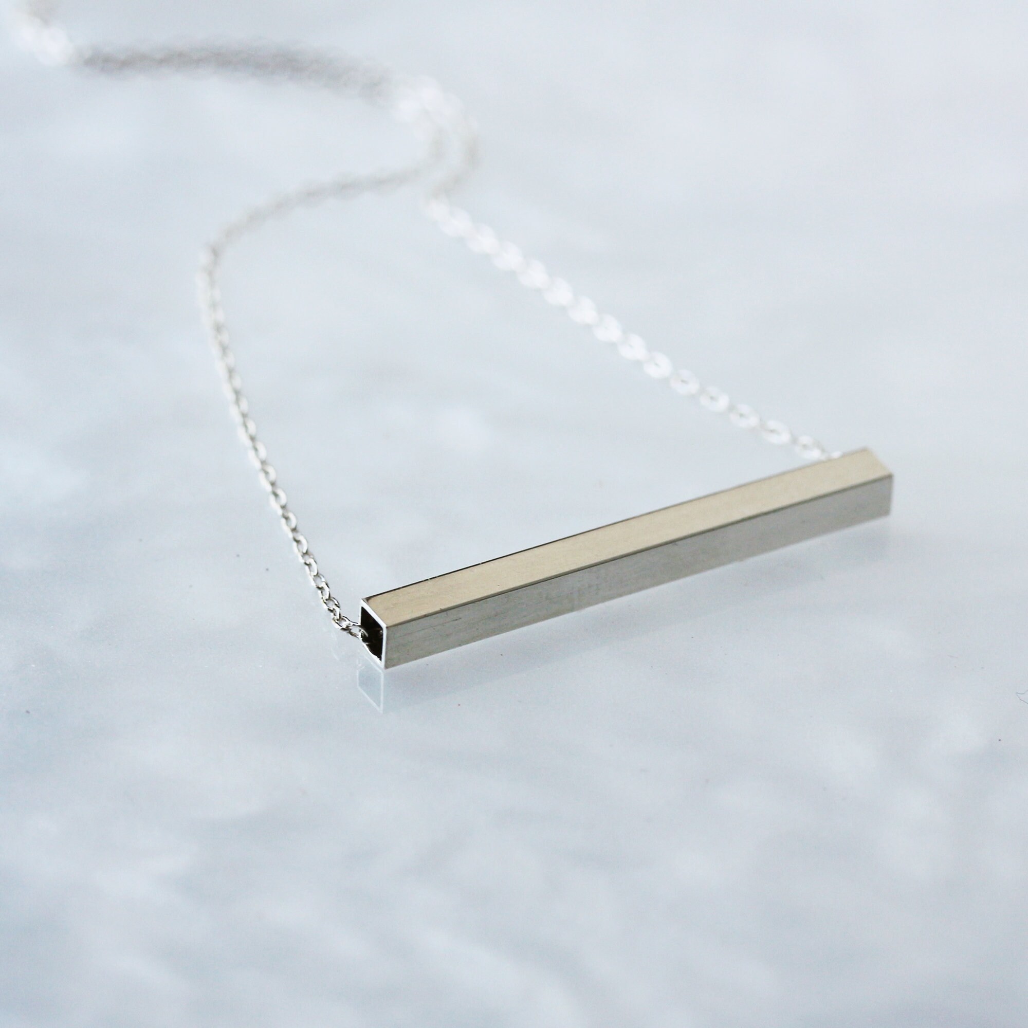 Silver Line Necklace Straight Bar Necklace Sterling Silver - Etsy