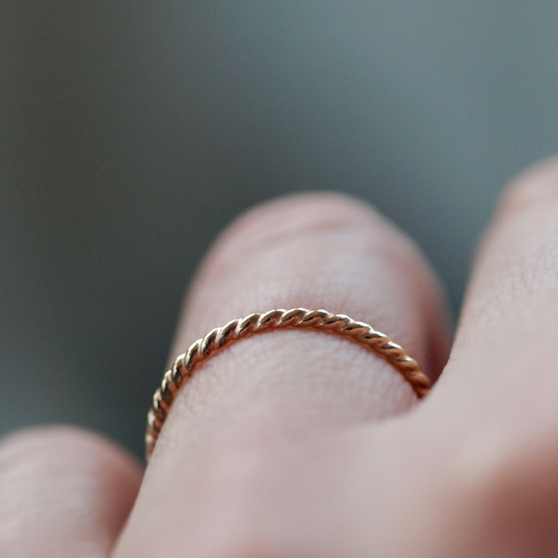 Gold Twist Ring, 14k Yellow Gold or Rose Gold Twisted Band, Solid Gold ...