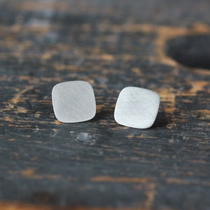 Silver Square Earrings, Sterling Silver Geometric Jewelry, Simple Post ...