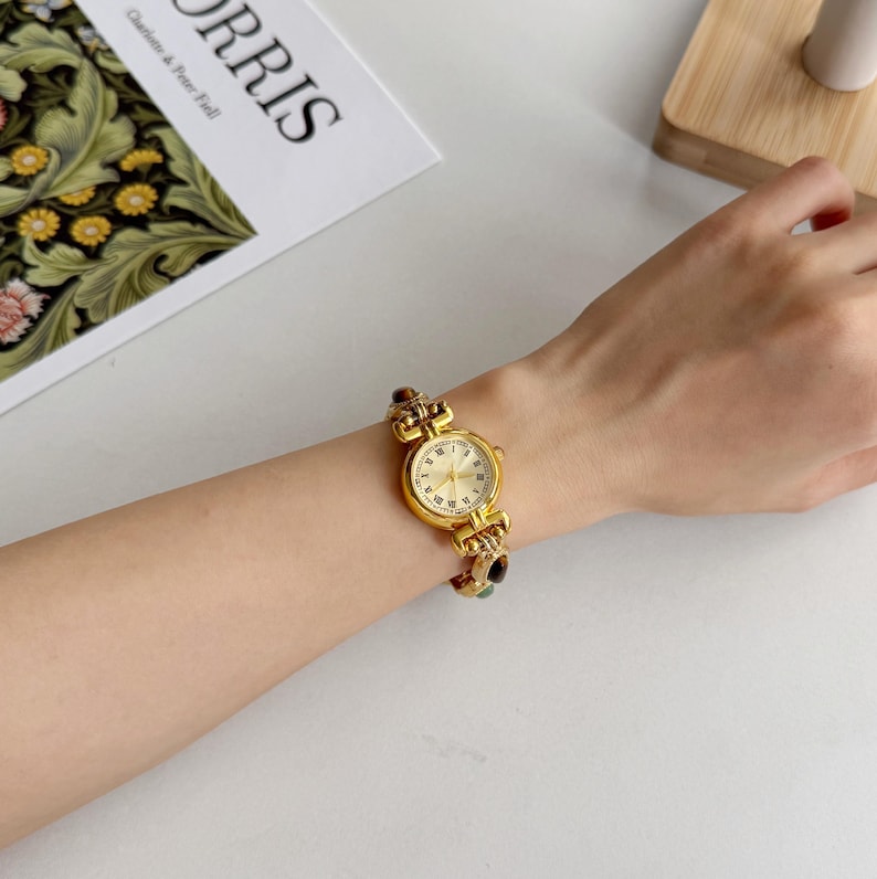Vintage Natural Stone Gold Watch Bracelet,custom Colorful Retro ...