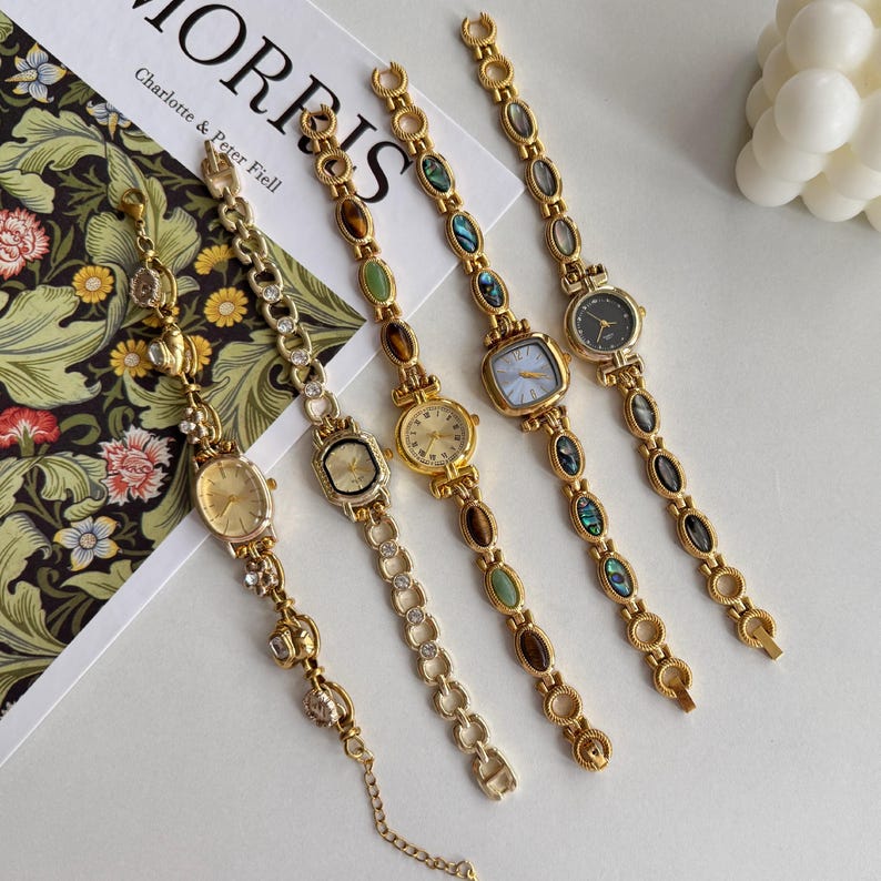 Vintage Natural Stone Gold Watch Bracelet,custom Colorful Retro ...