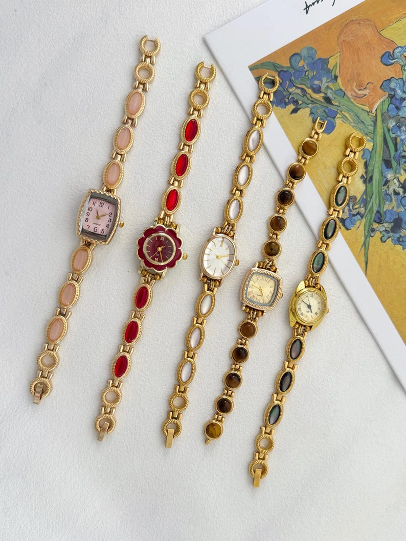 Personalized Handmade Vintage Gemstone Watch Bracelet,gold Pearl Stone ...
