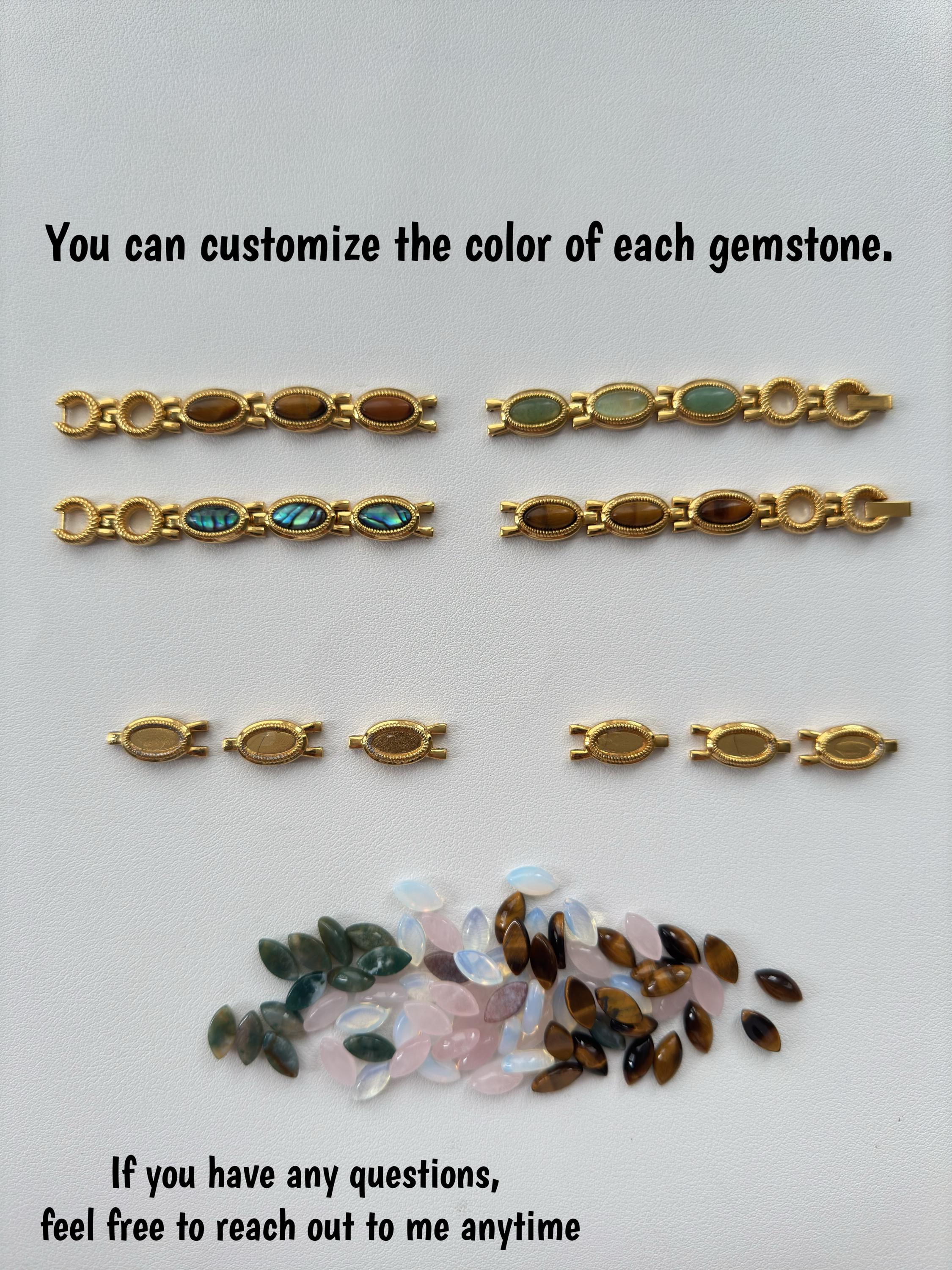 Handmade Vintage Gemstone Watch Bracelet,gold Pearl Stone Mini Dial ...