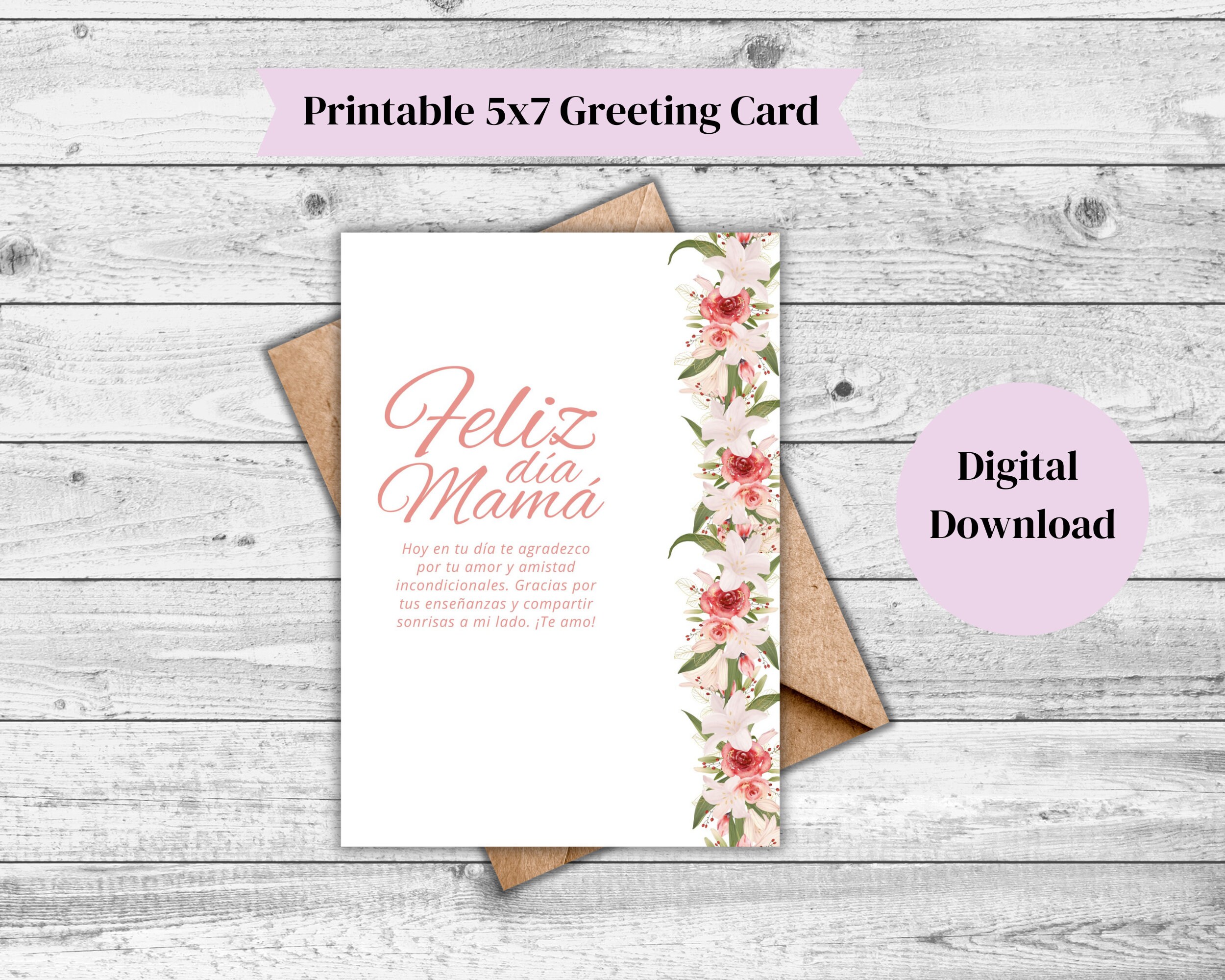 Dia De Las Madres Printable Card, Mother's Day Spanish Printable Card ...