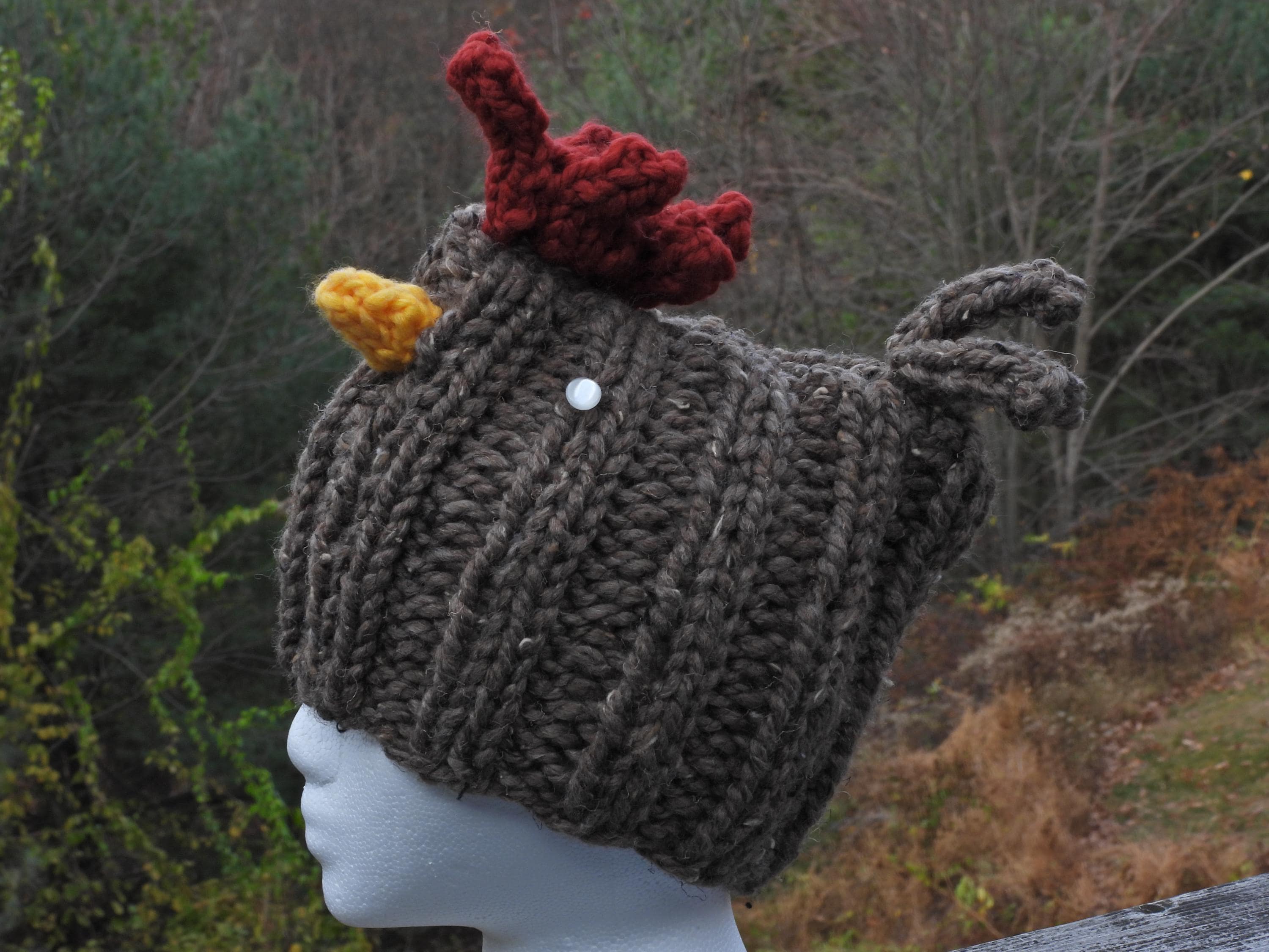 Easy Peasy Chicken Hat Beanie Pattern for Knitters - Etsy