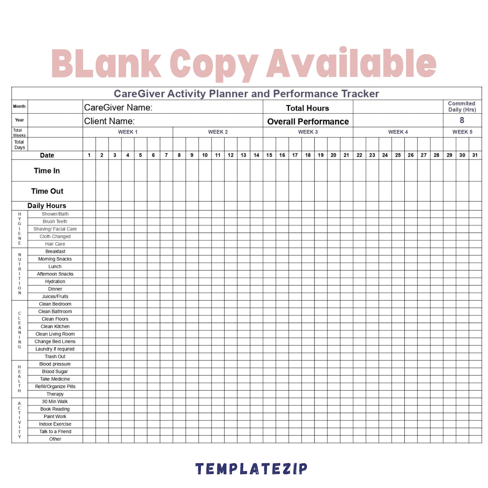 Caregiver Planner Elderly Care Template| Caregiver Tasks Log ...