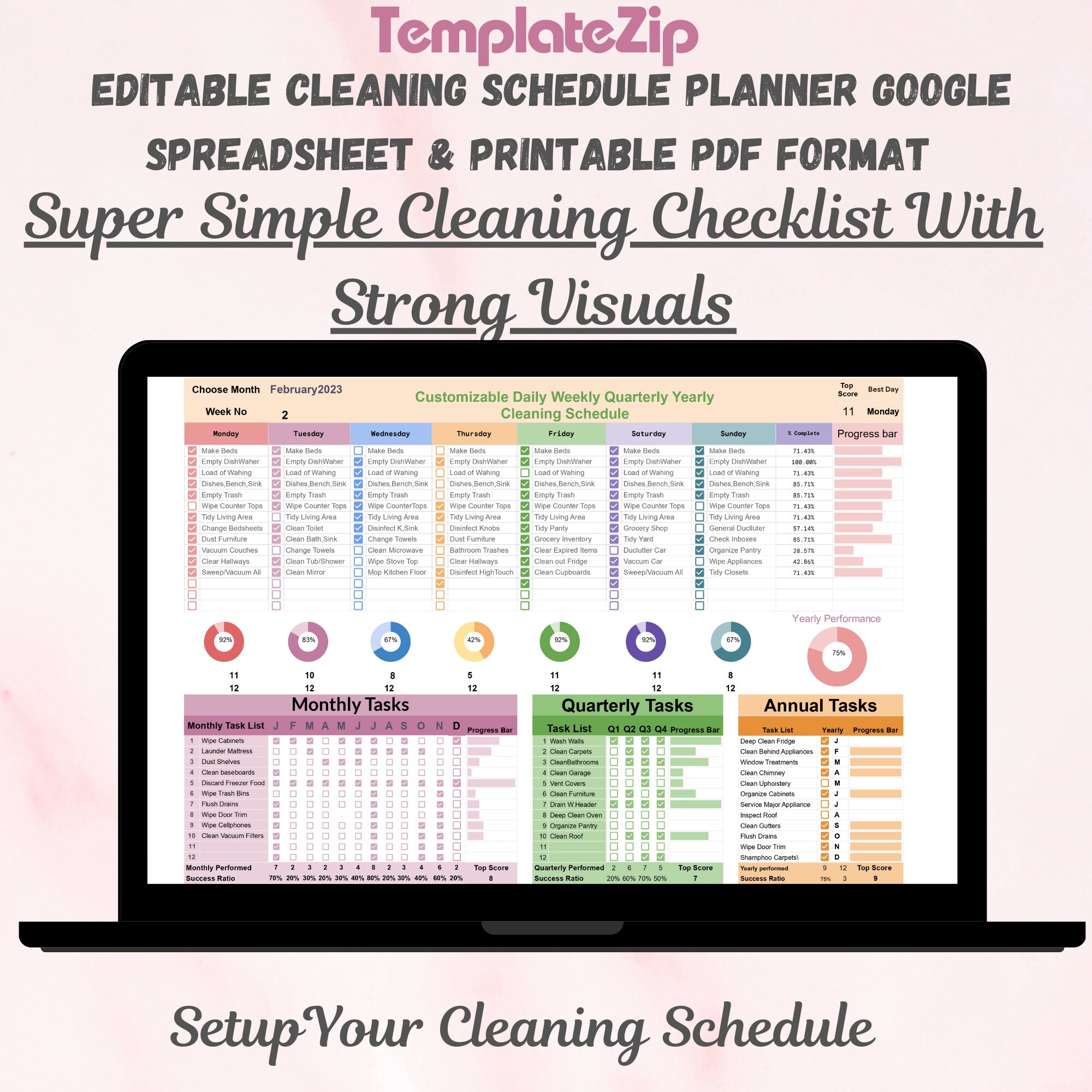 EDITABLE Cleaning Daily Weekly Monthly Yearly Schedule Planner Google ...