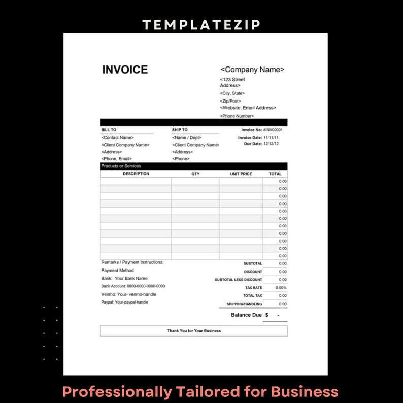 Invoice Template | Professional Modern Invoice | Microsoft WORD and ...