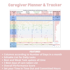 Caregiver Planner Elderly Care Template| Caregiver Tasks Log ...
