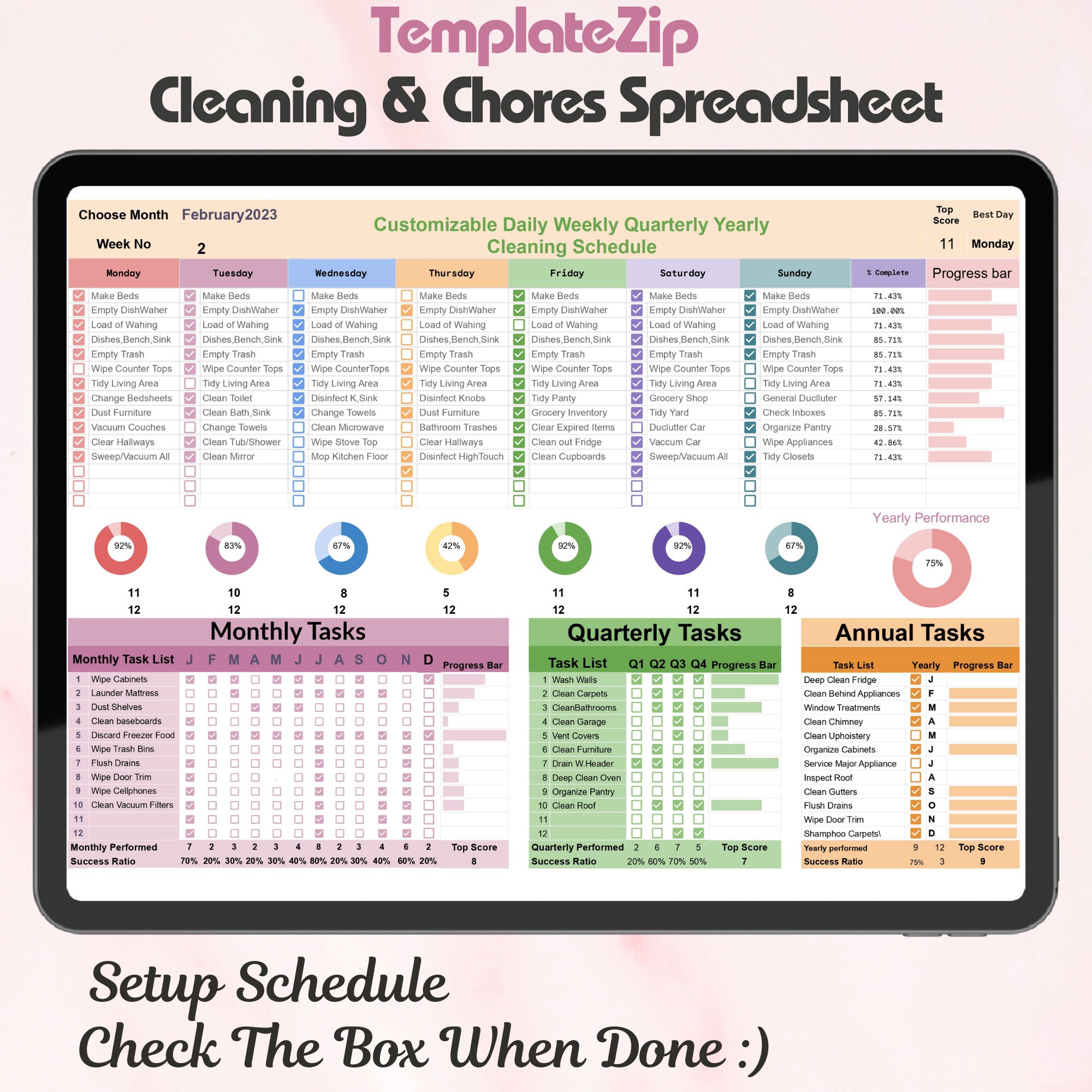 EDITABLE Cleaning Daily Weekly Monthly Yearly Schedule Planner Google ...