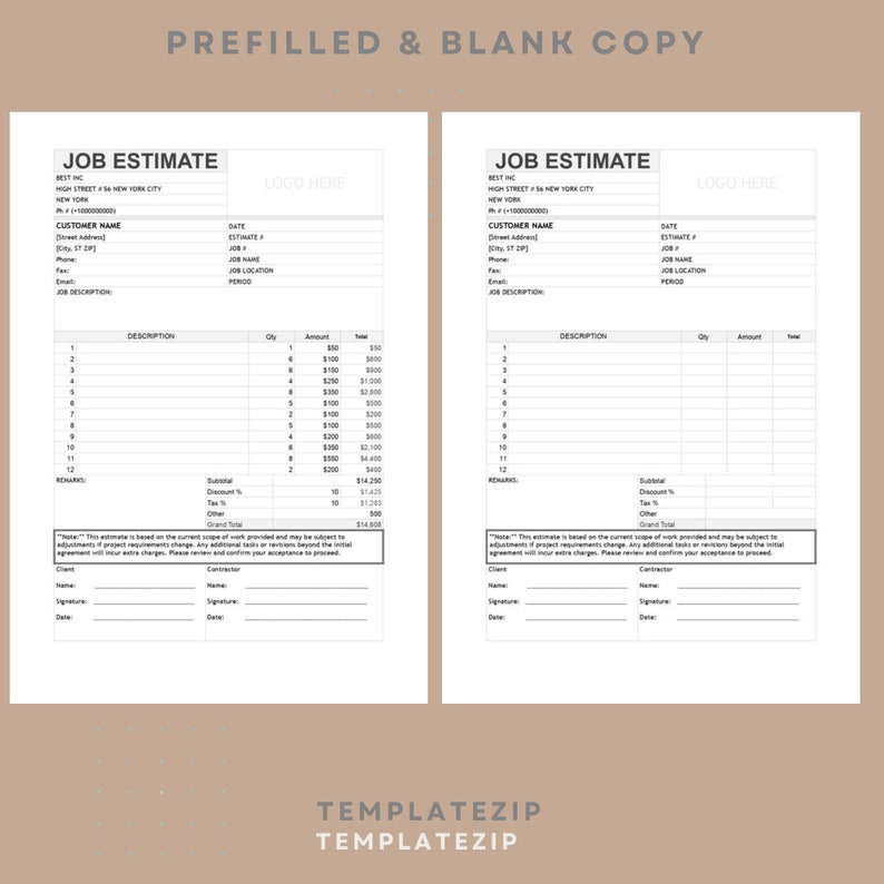 Job Estimate Template | Budget Proposal Estimate Spreadsheet ...