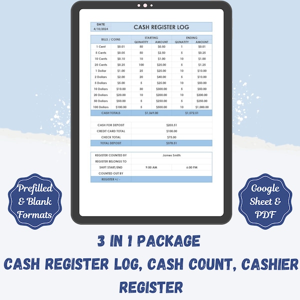 Cash Count Sheet - Etsy