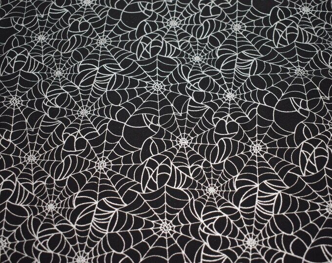 RTC Fabrics Silver Spiderweb on Black Fabric 100% Cotton Halloween by ...