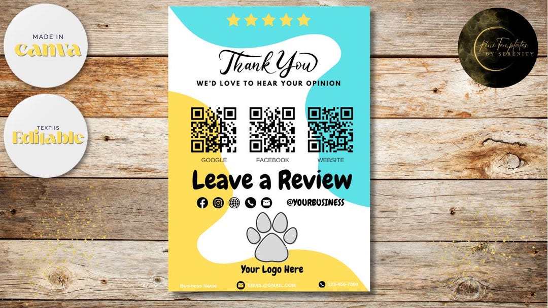 Leave a Review Editable Template. Canva. Customizable. Free Business ...