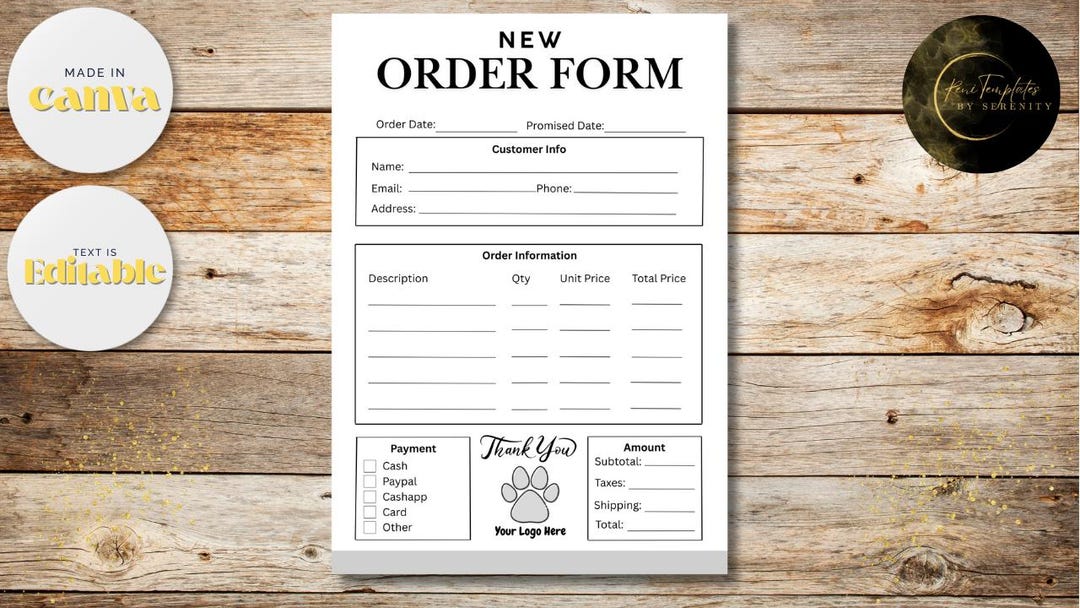 New Order Form Editable Template. Canva. Customizable. Free Business ...