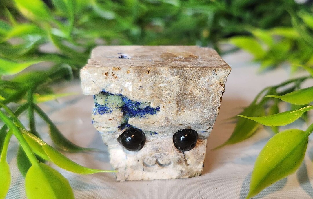 Natural Azurite Hand Carved Groot Pet Rock Carving Free Standing ...
