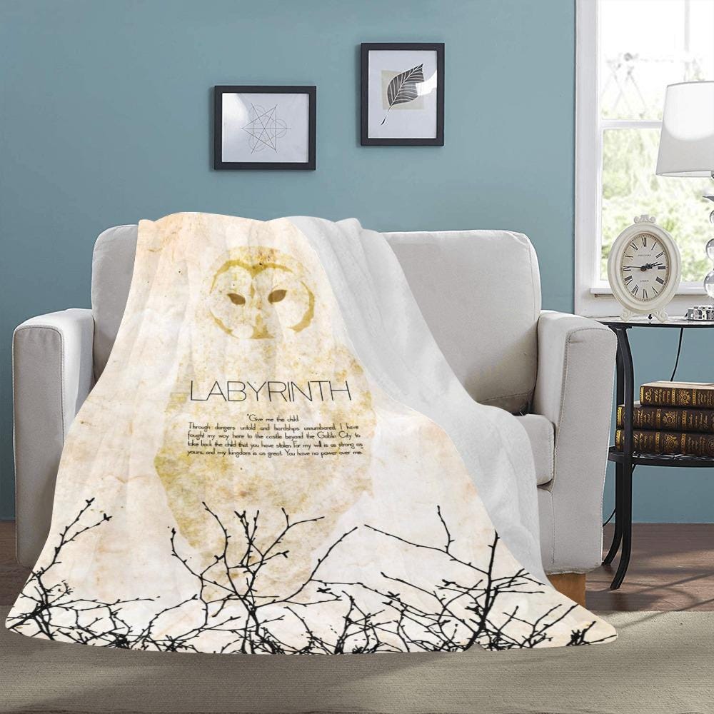 Labyrinth Front Book Vintage Style 80s Ultra-soft Micro Fleece Blanket ...
