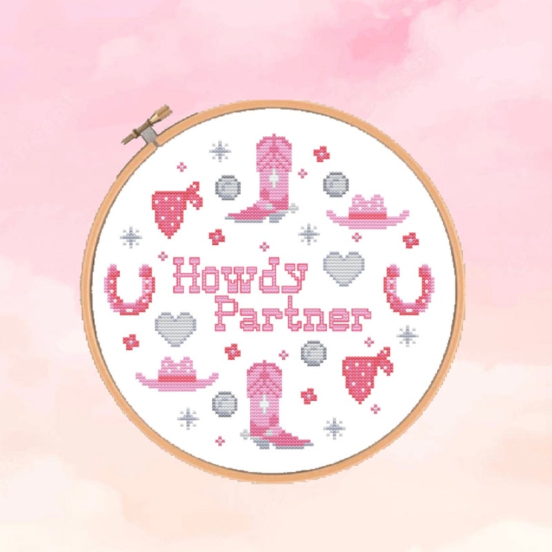 Pink Cowboy Cross Stitch - Etsy