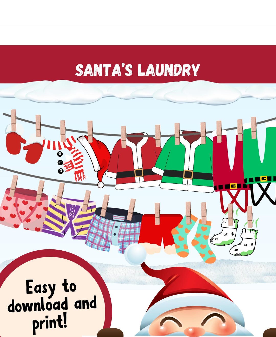 Santa's Laundry Activity for Preschool - Etsy