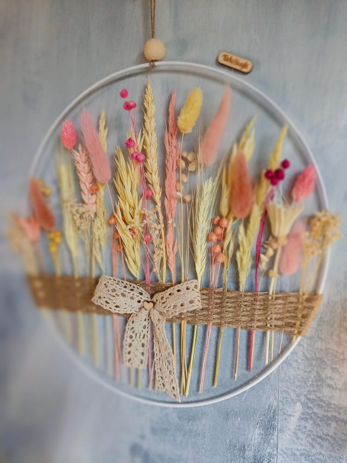 Boho Wall Hanging - Mother’s Day Floral Gift, Handmade Dried Floral ...