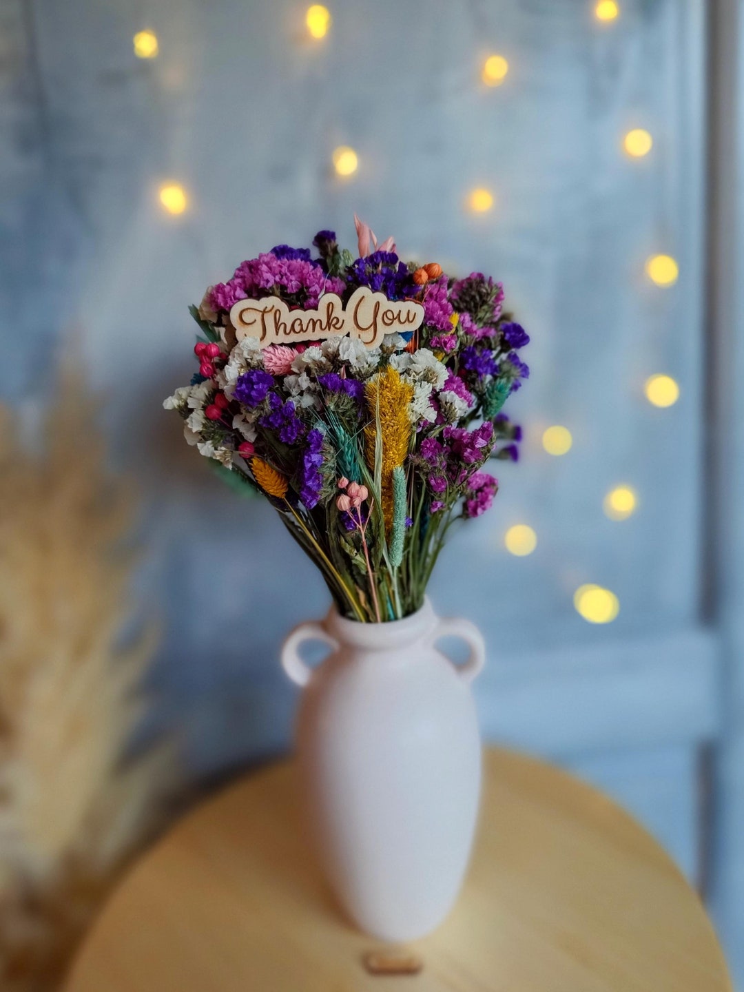 Dried Flower Bouquet Thank You Gift, Colorful Natural Bouquet ...