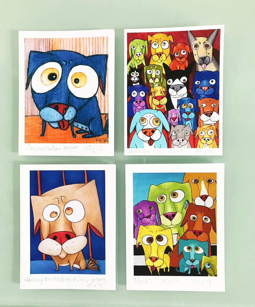 Greeting Cards Set Dogs, Assorted Dog Note Cards, Blank Card Set, Funny ...