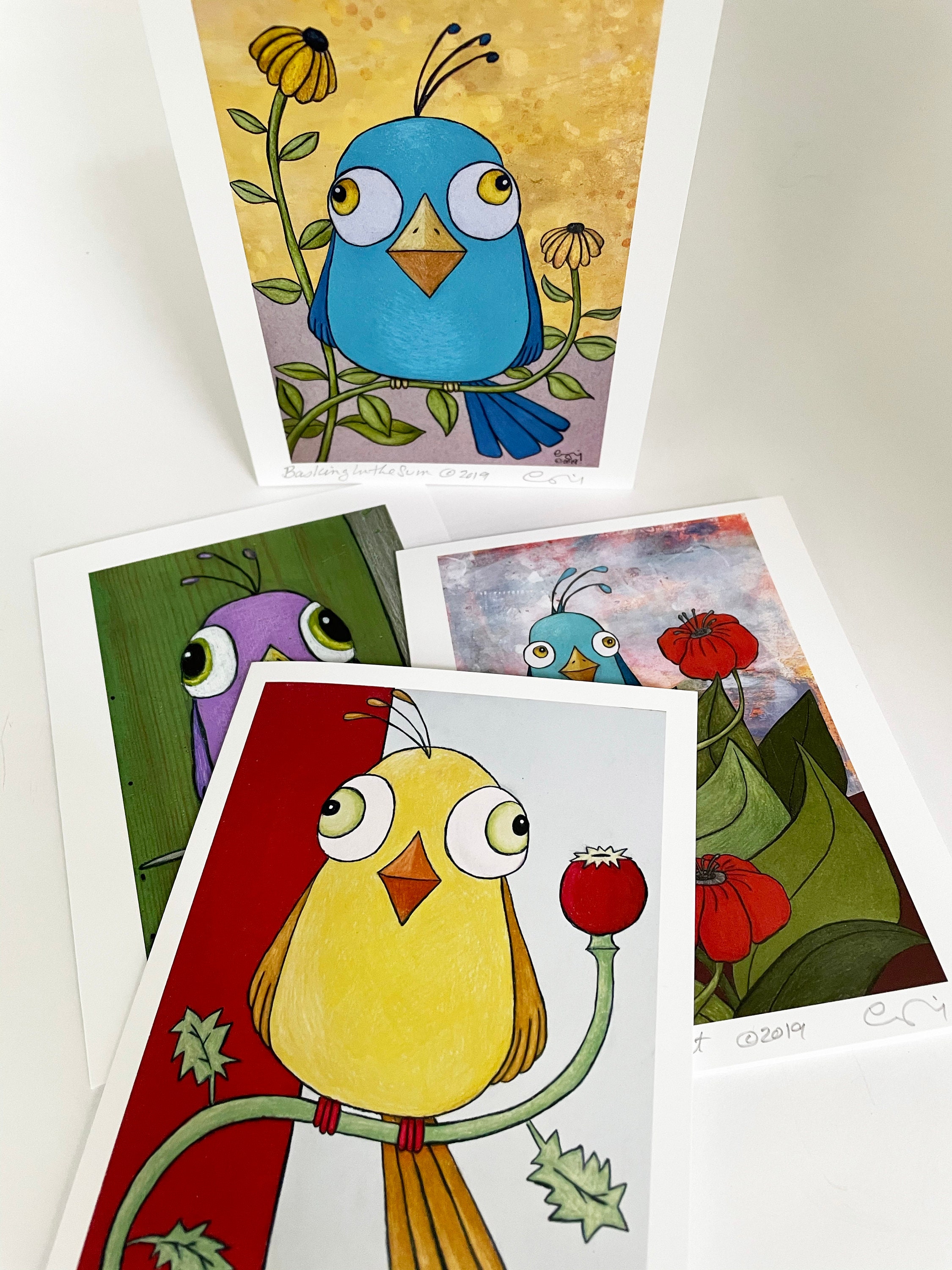 Colorful Birds Note Card Set, Bird Greeting Cards, Colorful Note Cards ...