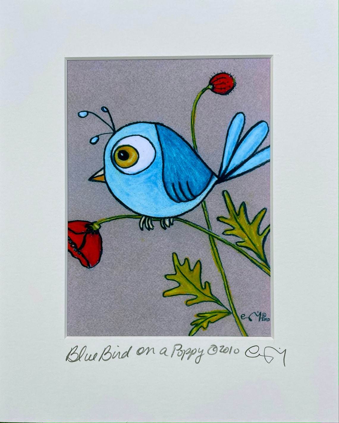 Blue Bird Wall Art Print, Whimsical Bird Art, Colorful Bird, Modern ...