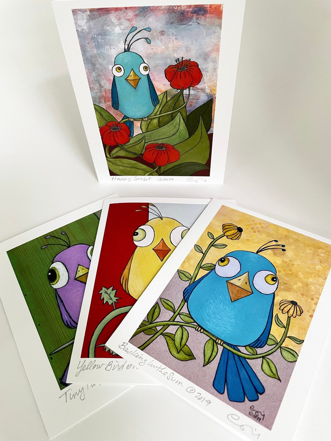 Colorful Birds Note Card Set, Bird Greeting Cards, Colorful Note Cards ...