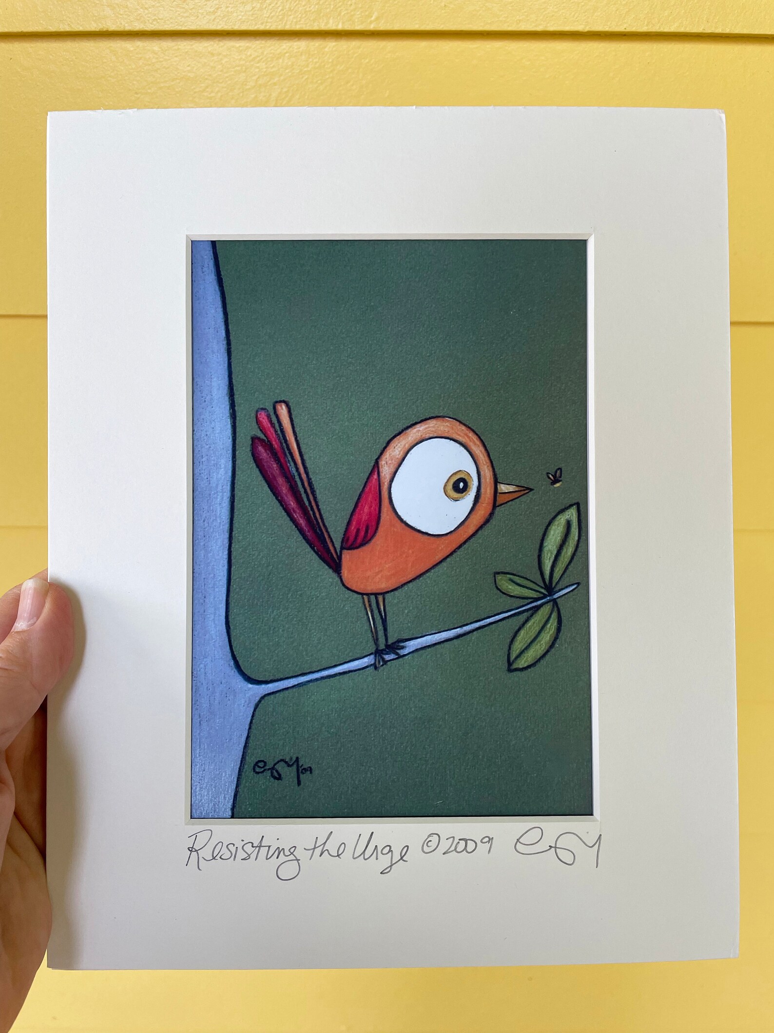 Funny Red Bird Art Print: "resisting the Urge" Signed and Matted 8x10 ...
