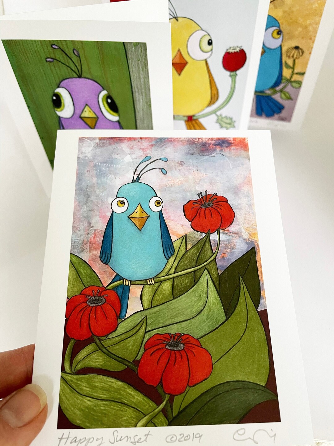 Colorful Birds Note Card Set, Bird Greeting Cards, Colorful Note Cards ...