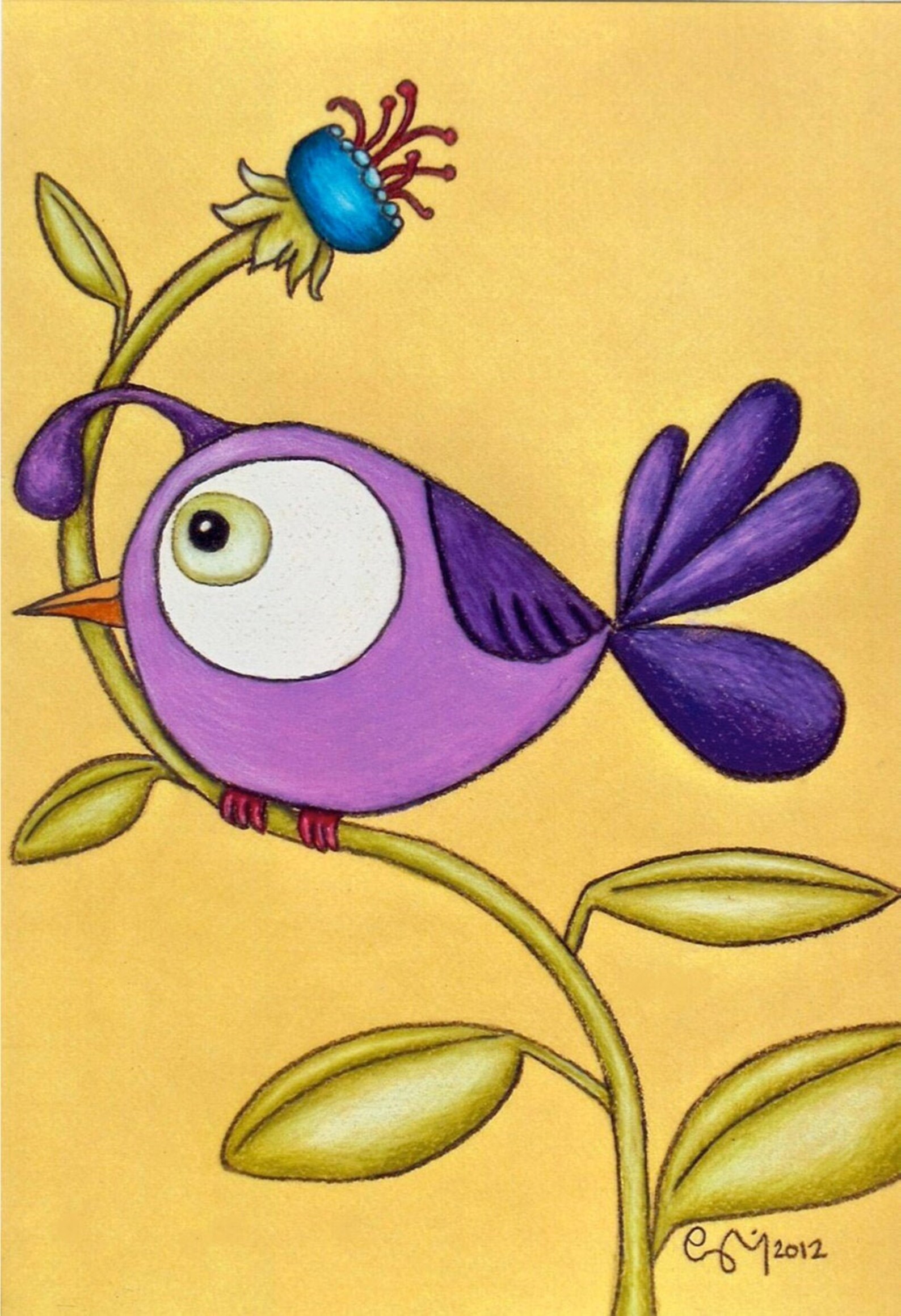 Purple Bird Print Modern Bird Design Bird Theme Gift - Etsy