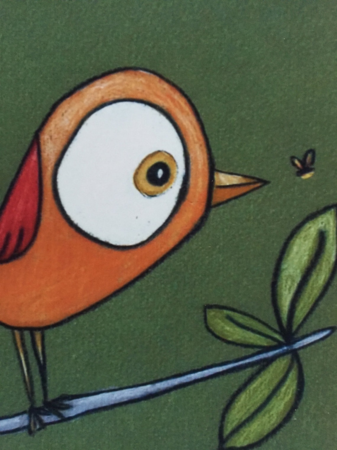 Bird Art Print, Bird Wall Art, Funny Bird Print, Red Bird, Home Decor ...