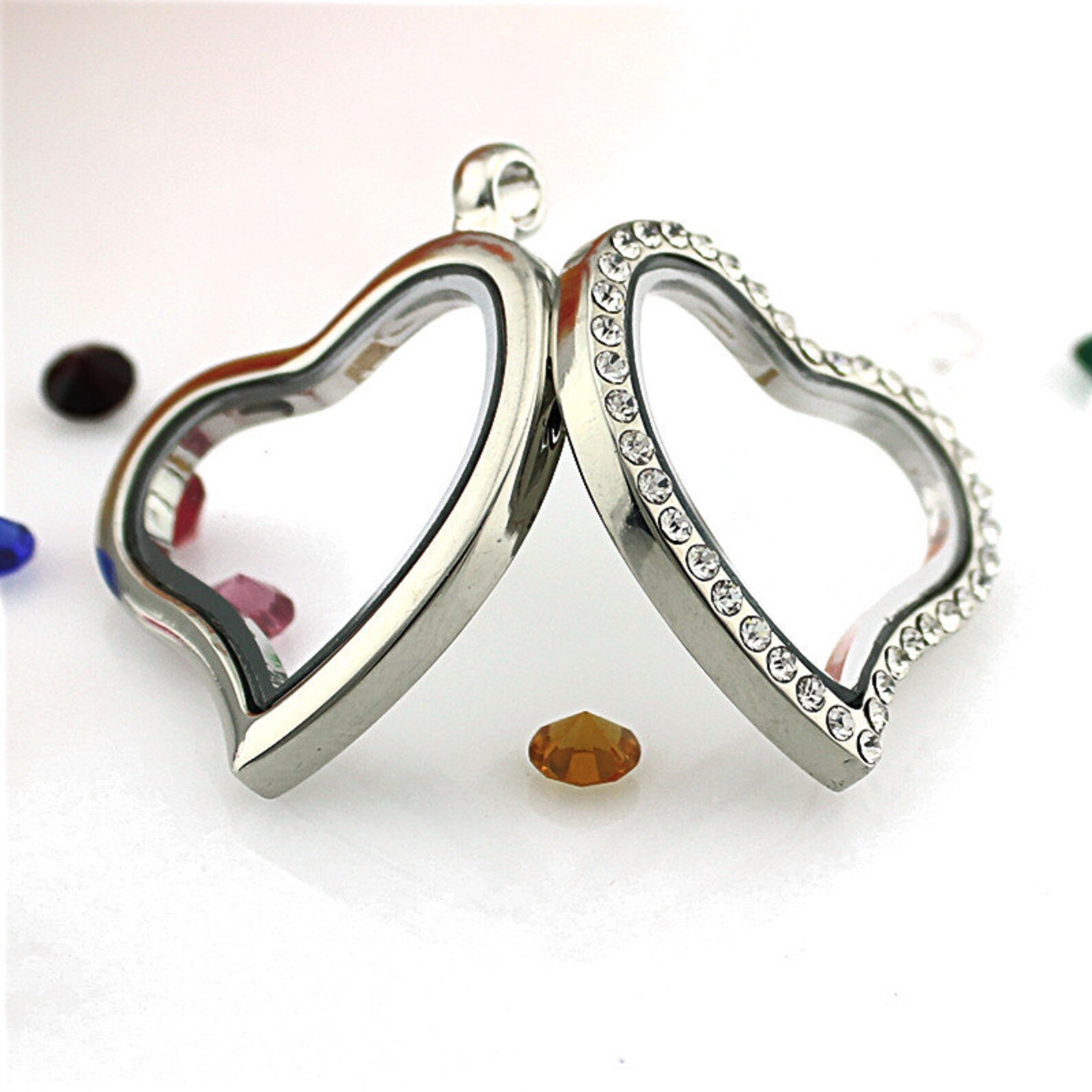 Glass Magnetic Locket Heart Necklace for My Floating Charms | Etsy