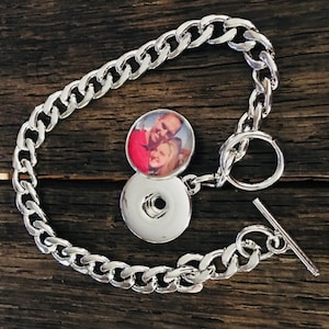 Personalized Photo Snap Charm Silver Link Bracelet Ginger Snap Noosa ...